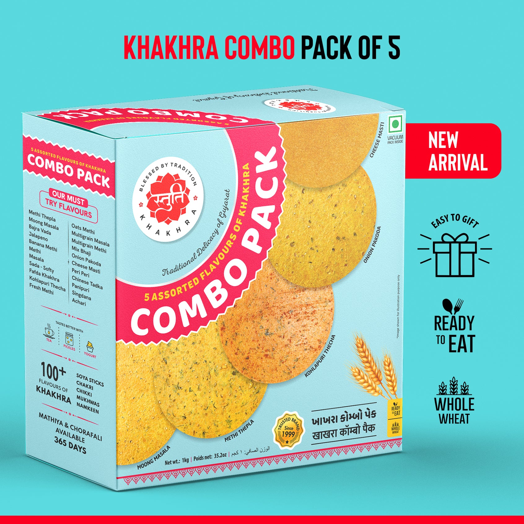 Stuti Khakhra Combo Box 5 Assorted Flavours