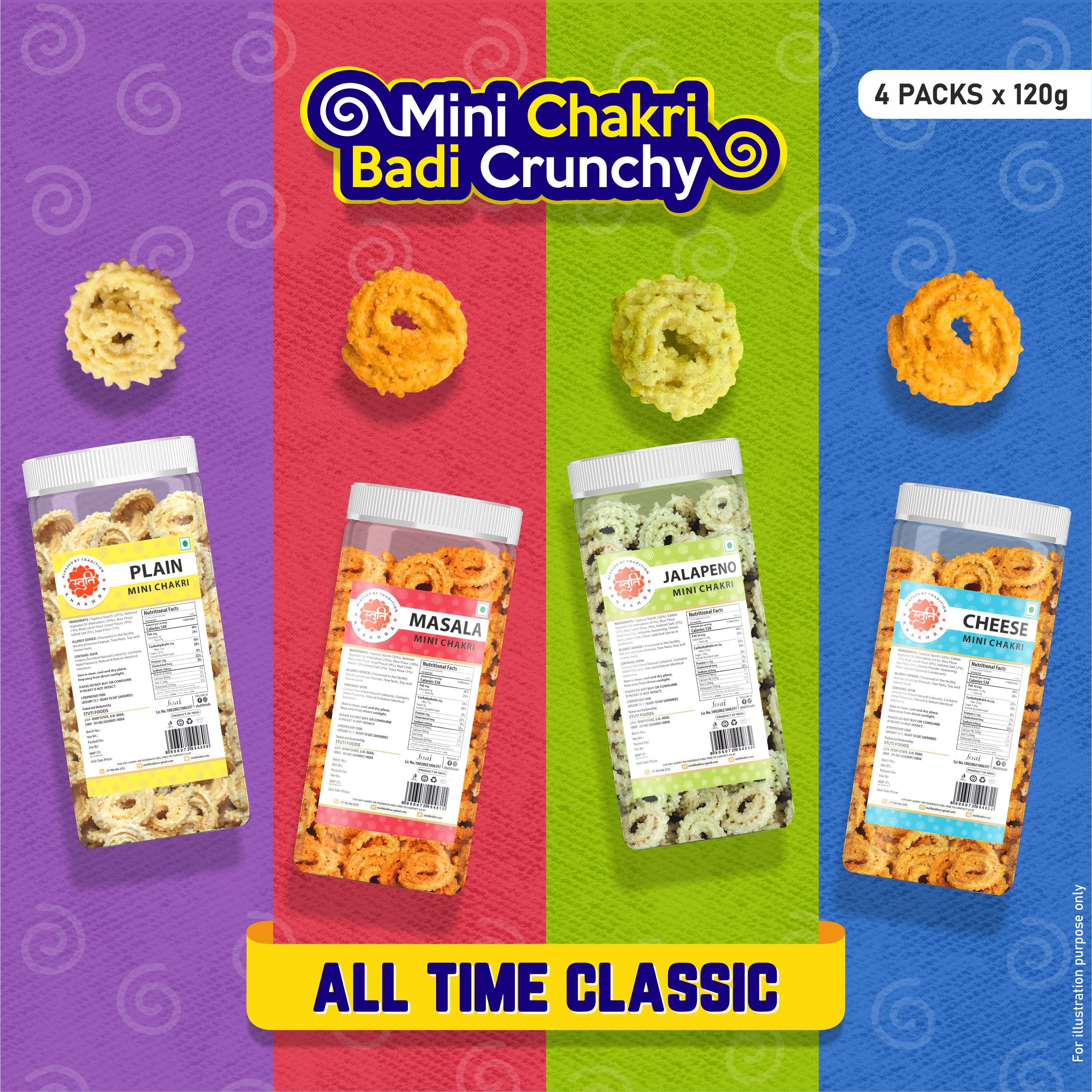 Mini Chakri Combo All Time Classic 4 Flavours (Plain, Masala, Jalapeno ...