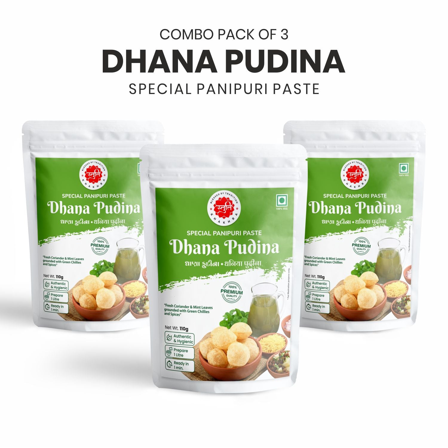 Dhana Pudina - Panipuri Paste (Pack of 3) – Stuti Khakhra