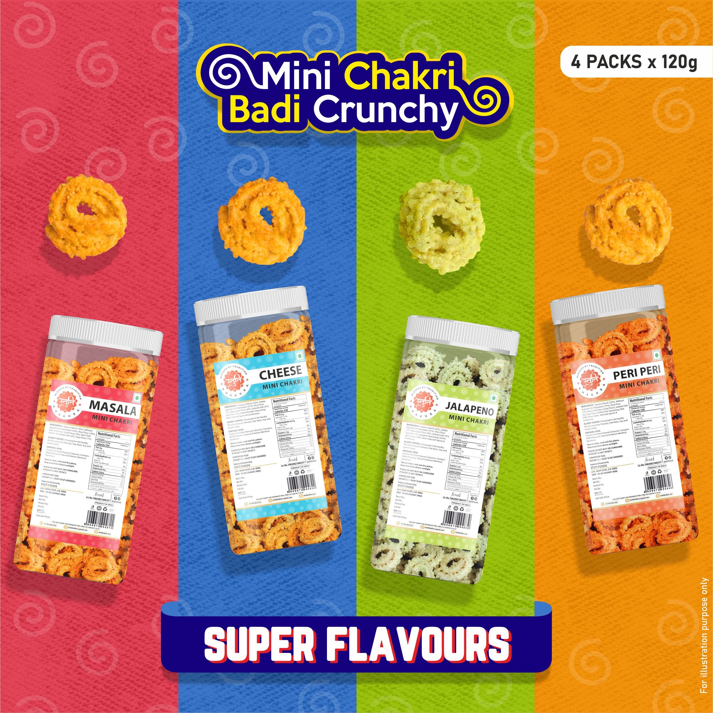 Mini Chakri Combo Super Flavours (Masala, Cheese, Jalapeno, Peri Peri ...
