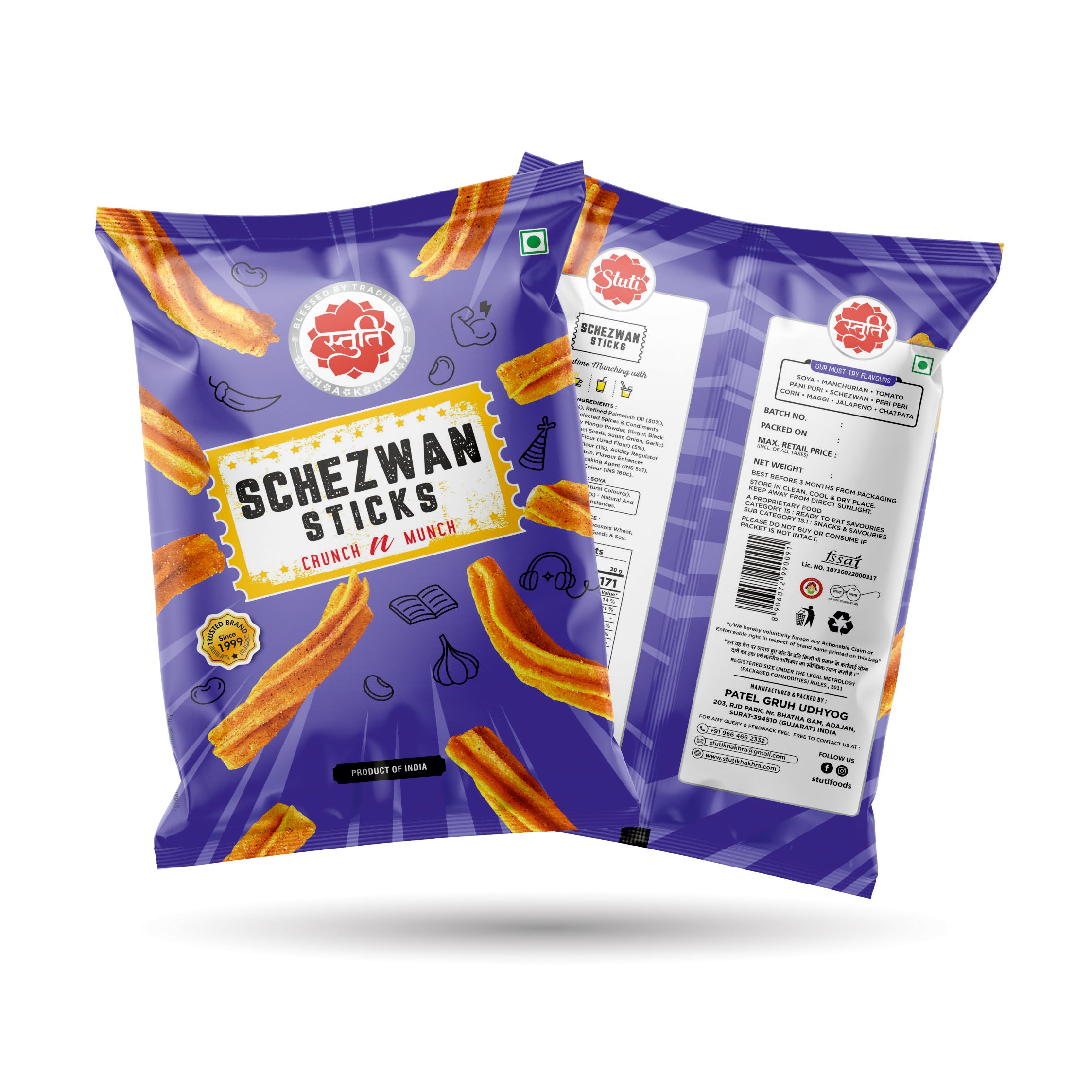 Schezwan Sticks (200g) – Stuti Khakhra